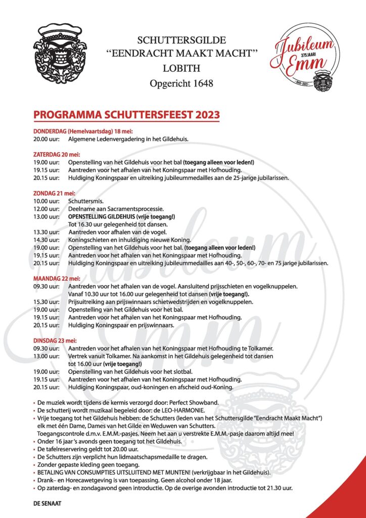Programma 2023 - Schuttersgilde Eendracht Maakt Macht